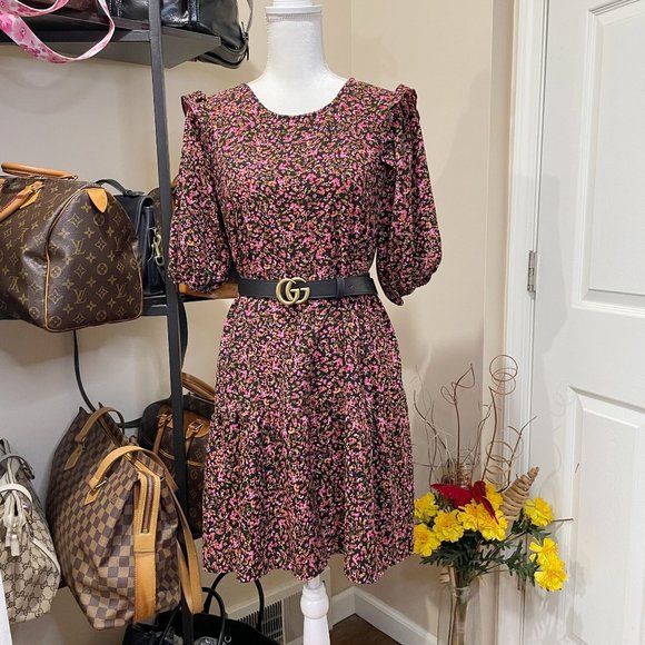 H&M | Dresses | Nwt Hm Divided Soft Ditsy Floral Ruffle Puff Sleeve ...